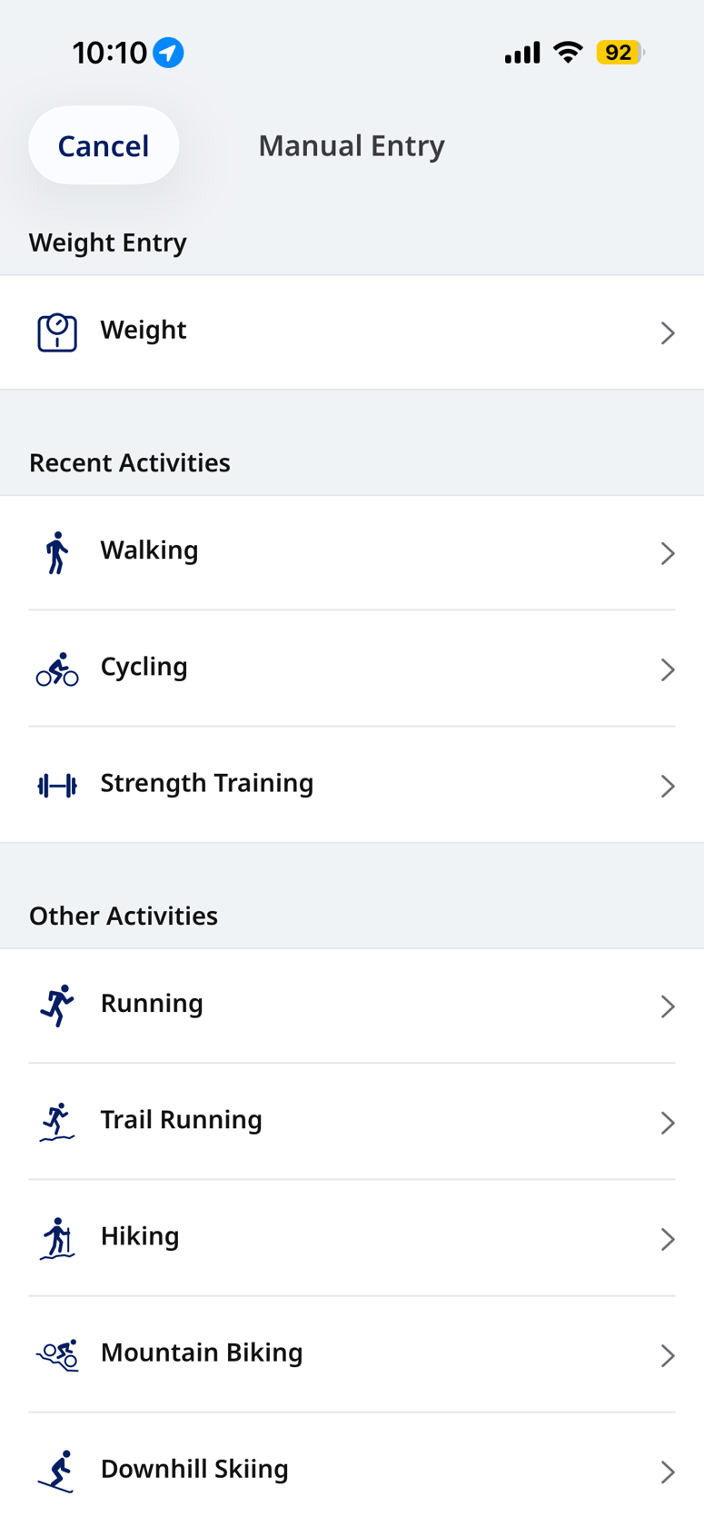 How to manually add an activity on iPhone